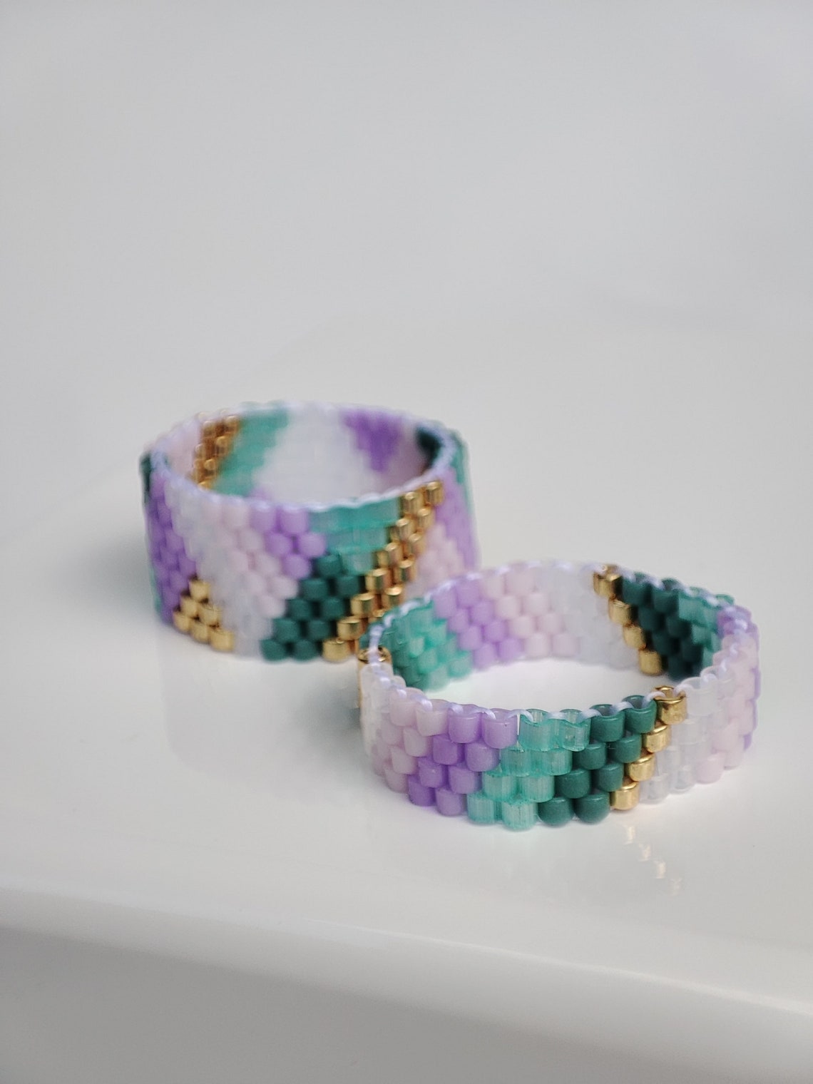 Two Peyote Bead Ring Patterns (odd and Even Count), Miyuki Ring Beading ...
