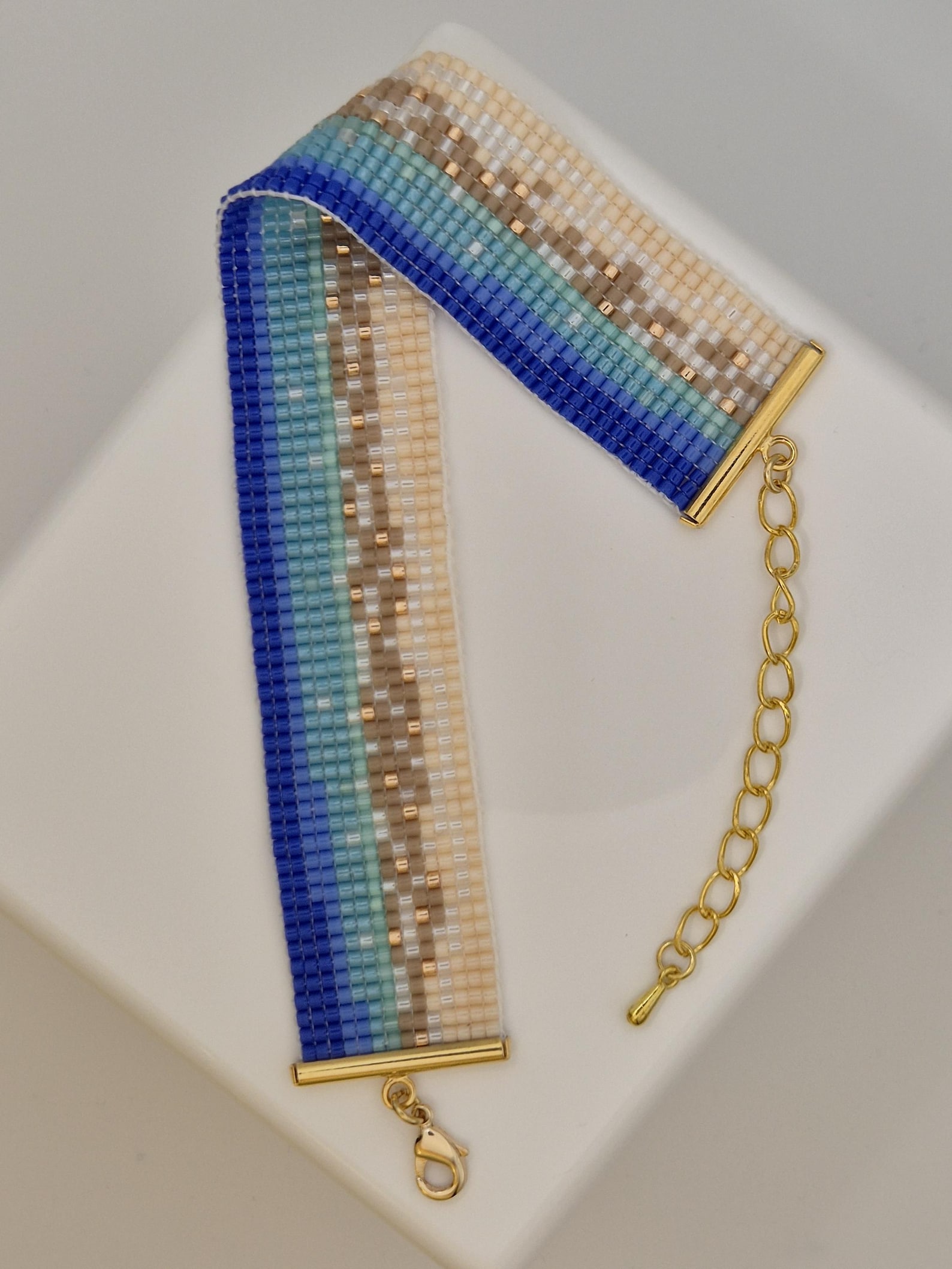 PDF Pattern - Loom Bracelet Chart Miyuki Delica, Blue Gold, Ocean Sea ...
