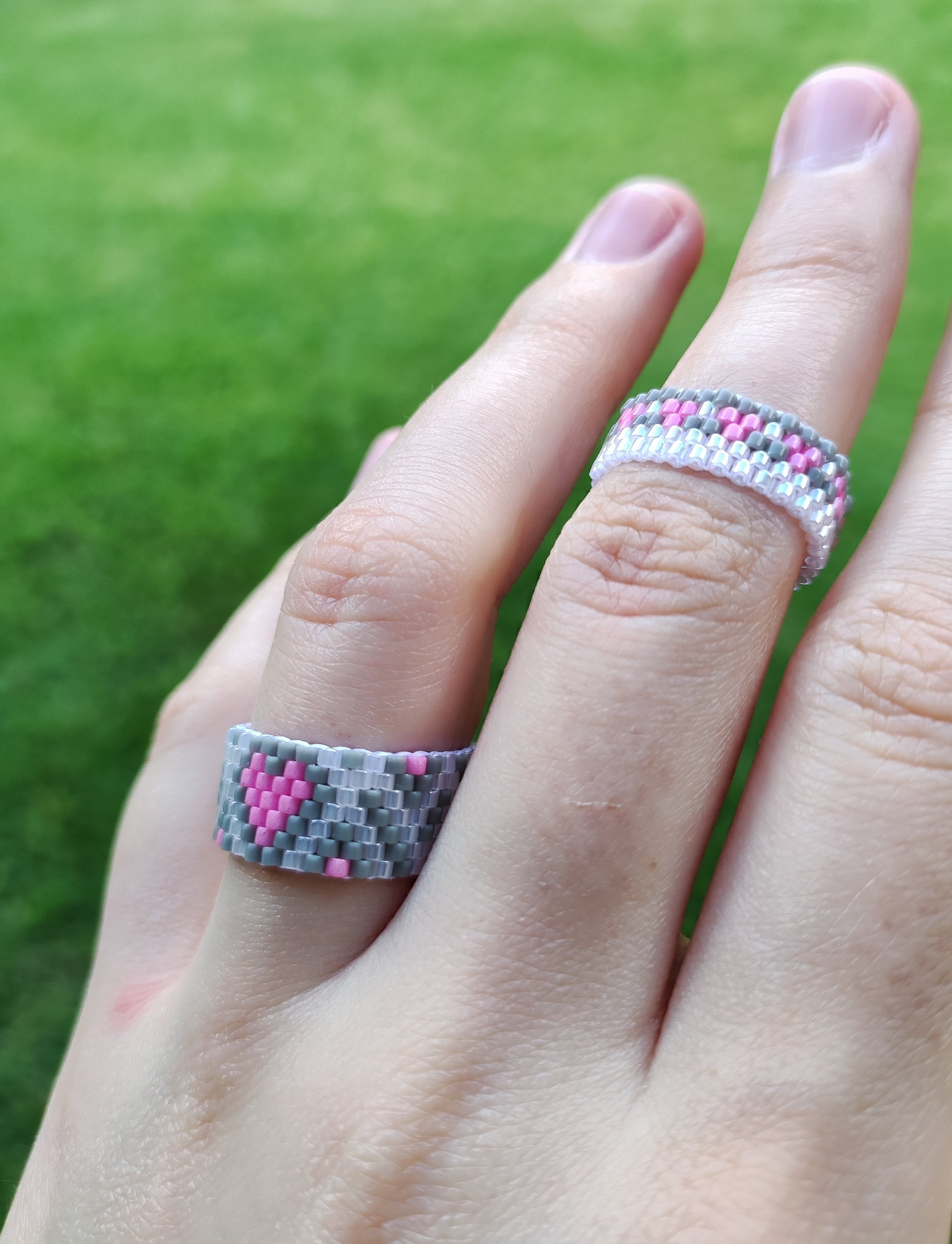 Two Peyote Bead Ring Patterns odd Count Miyuki Ring Beading - Etsy