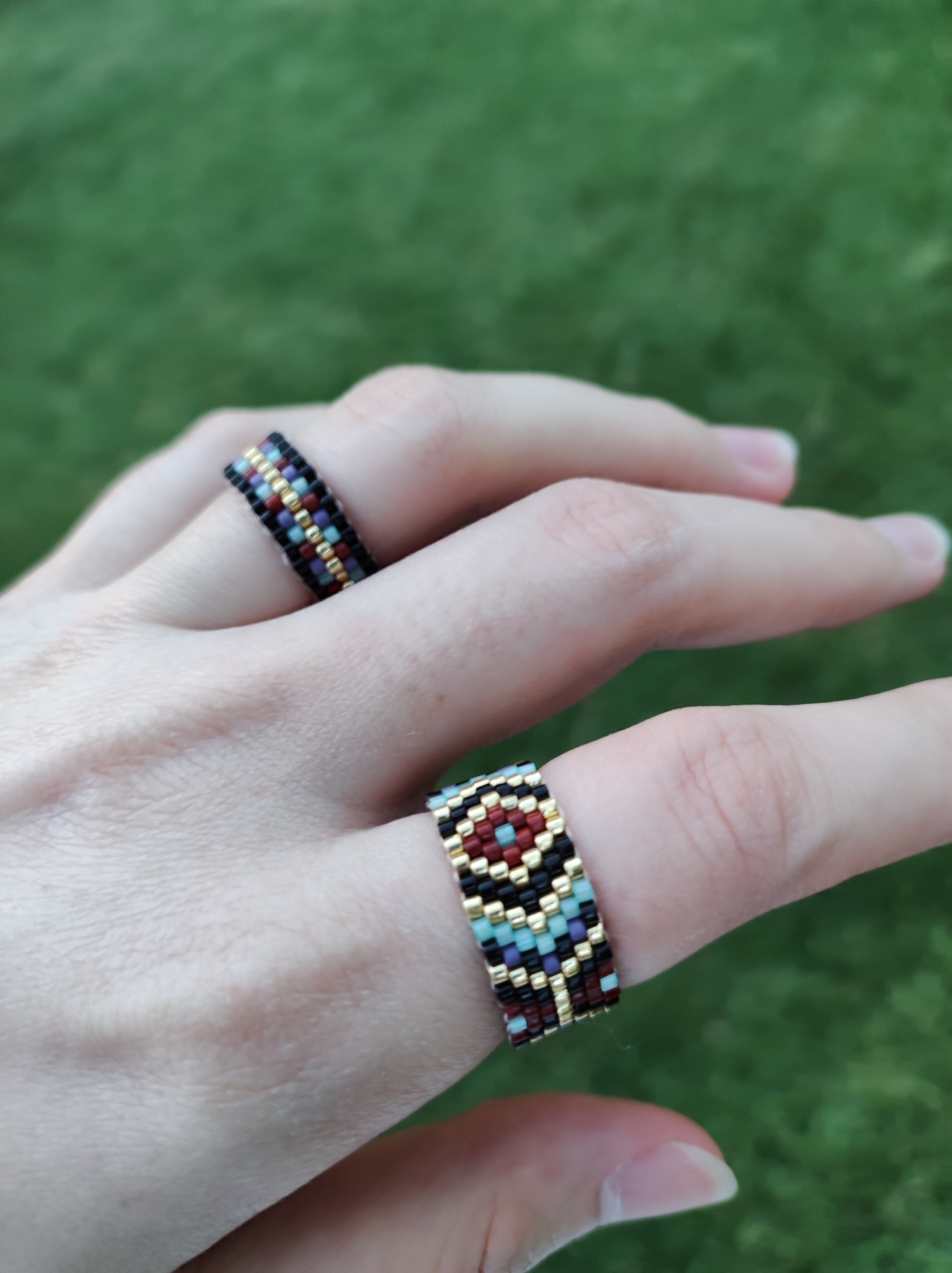 Two Peyote Bead Ring Patterns (odd Count), Miyuki Ring Beading Chart ...