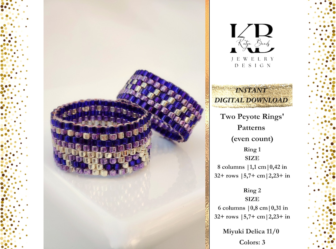Two Peyote Bead Ring Patterns (even Count), Wide Miyuki Delica Seed ...