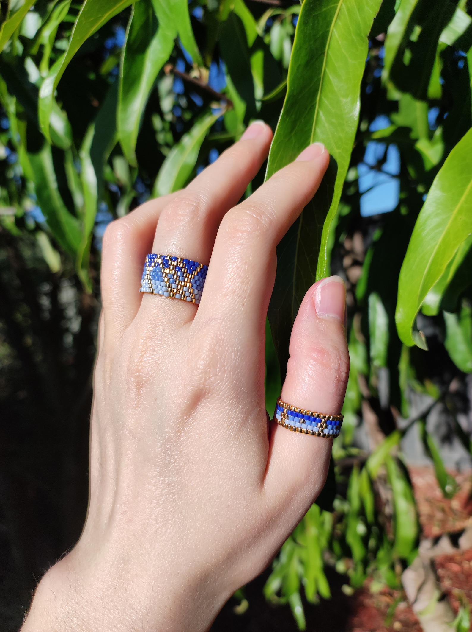 Two Peyote Bead Ring Patterns (odd Count), Miyuki Ring Beading Chart, Thin Wide Ring, Elegant ...