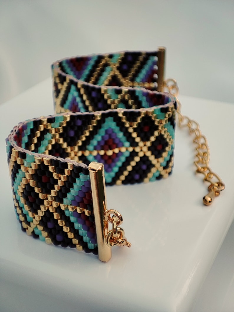 Seed Bead Miyuki Delica Beadwork Peyote Stitch Odd Count Wide Cuff ...