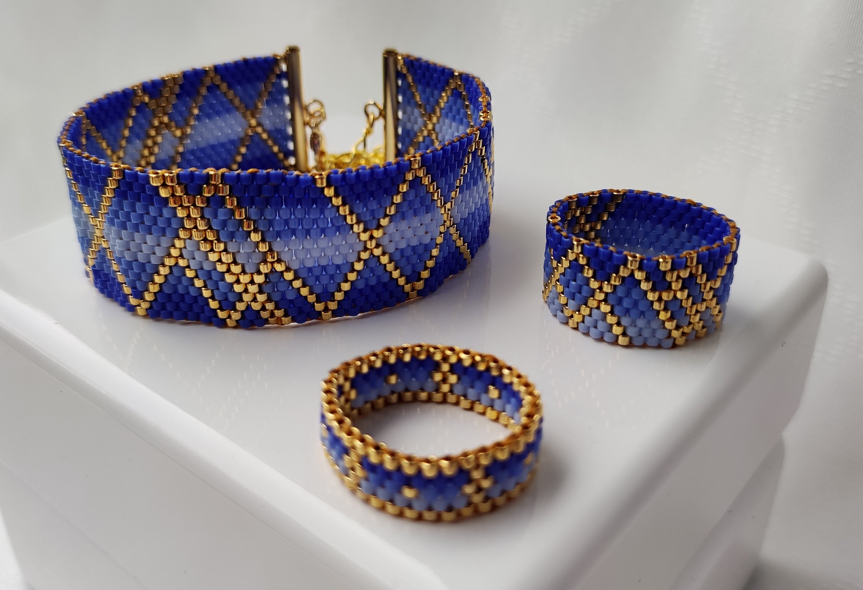 Two Peyote Bead Ring Patterns odd Count Miyuki Ring Beading - Etsy