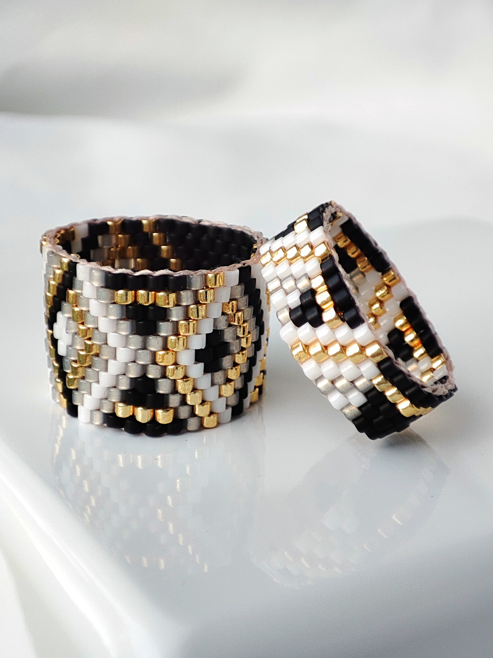 Two Peyote Bead Ring Patterns (odd Count), Miyuki Delica Ring Beading ...