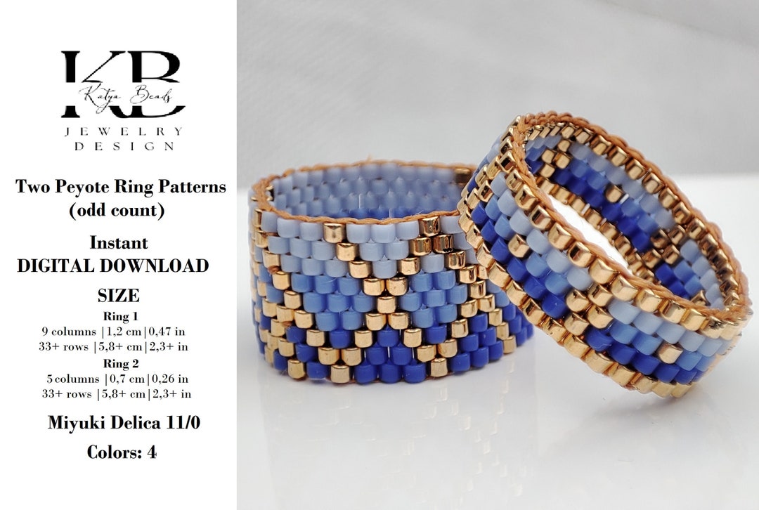 Two Peyote Bead Ring Patterns odd Count Miyuki Ring Beading - Etsy