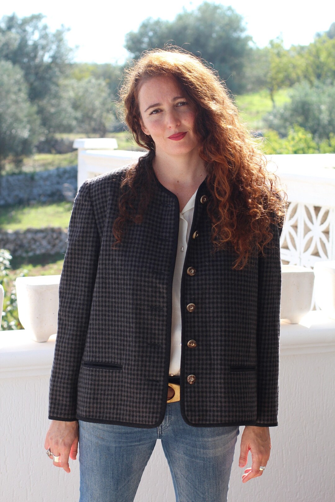 VINTAGE AUSTRIAN GINGHAM Jacket /// Vintage Jacket Made in Austria, 100 ...