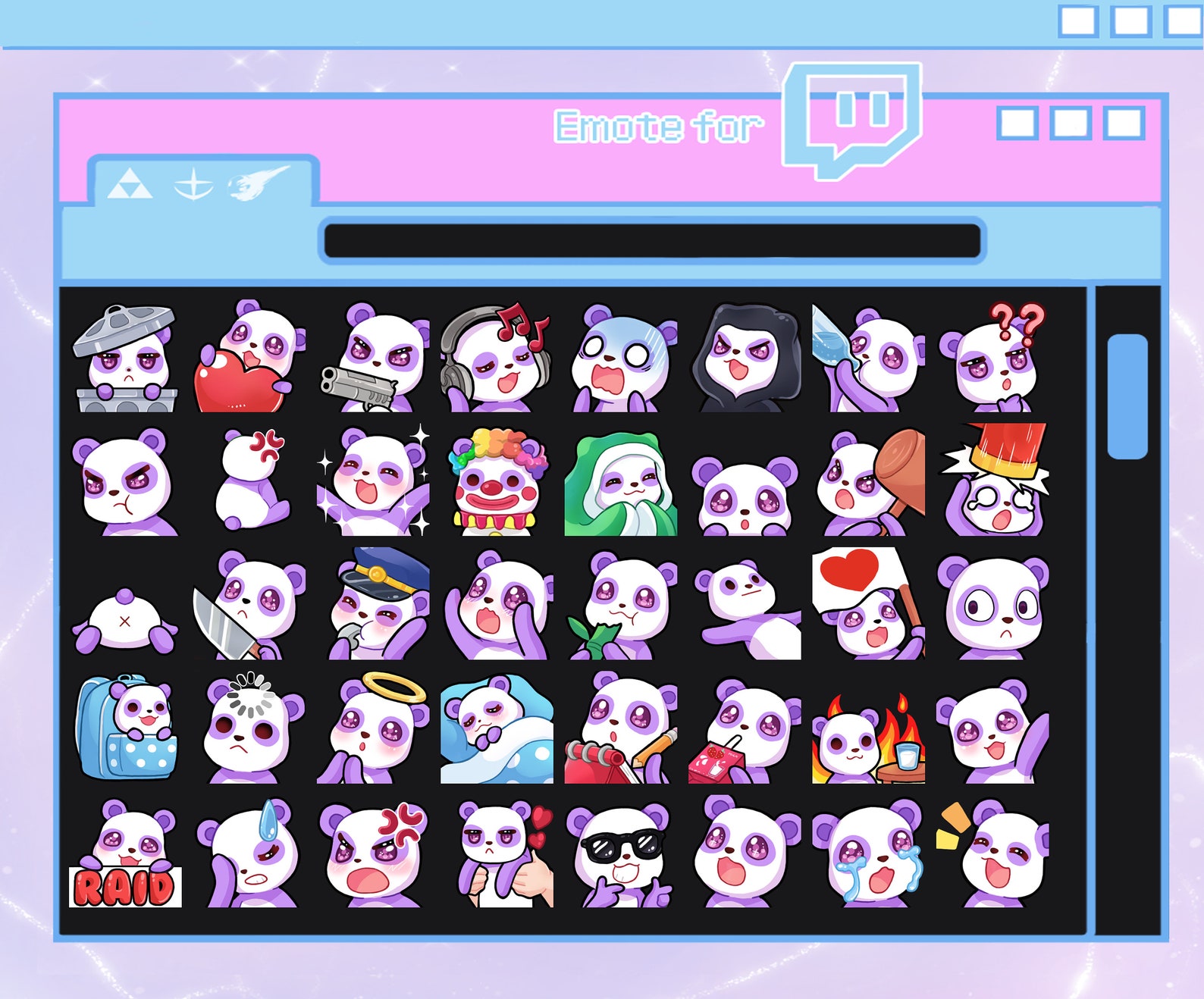 Purple Panda Giant Emote Pack for Twitch or Discord - Etsy