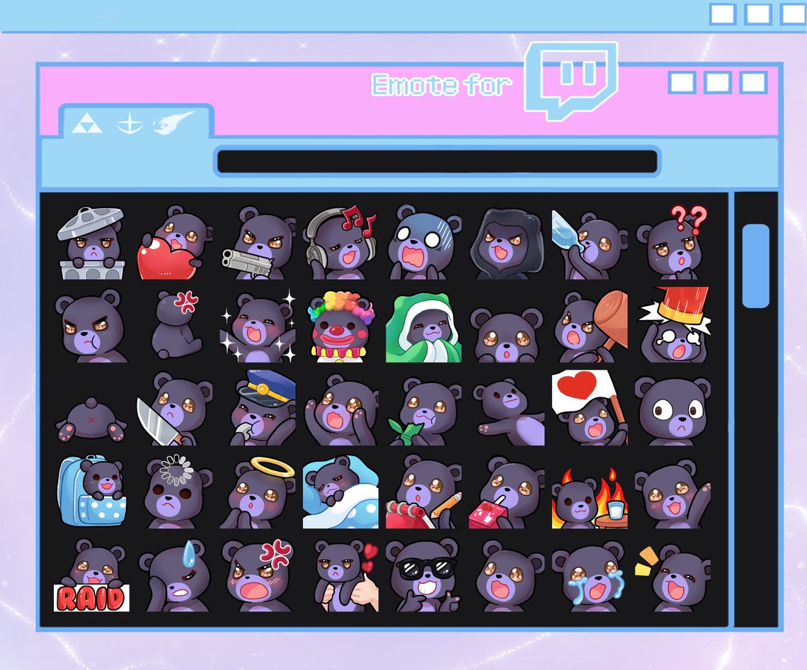 Black Bear Giant Emote Pack for Twitch or Discord - Etsy