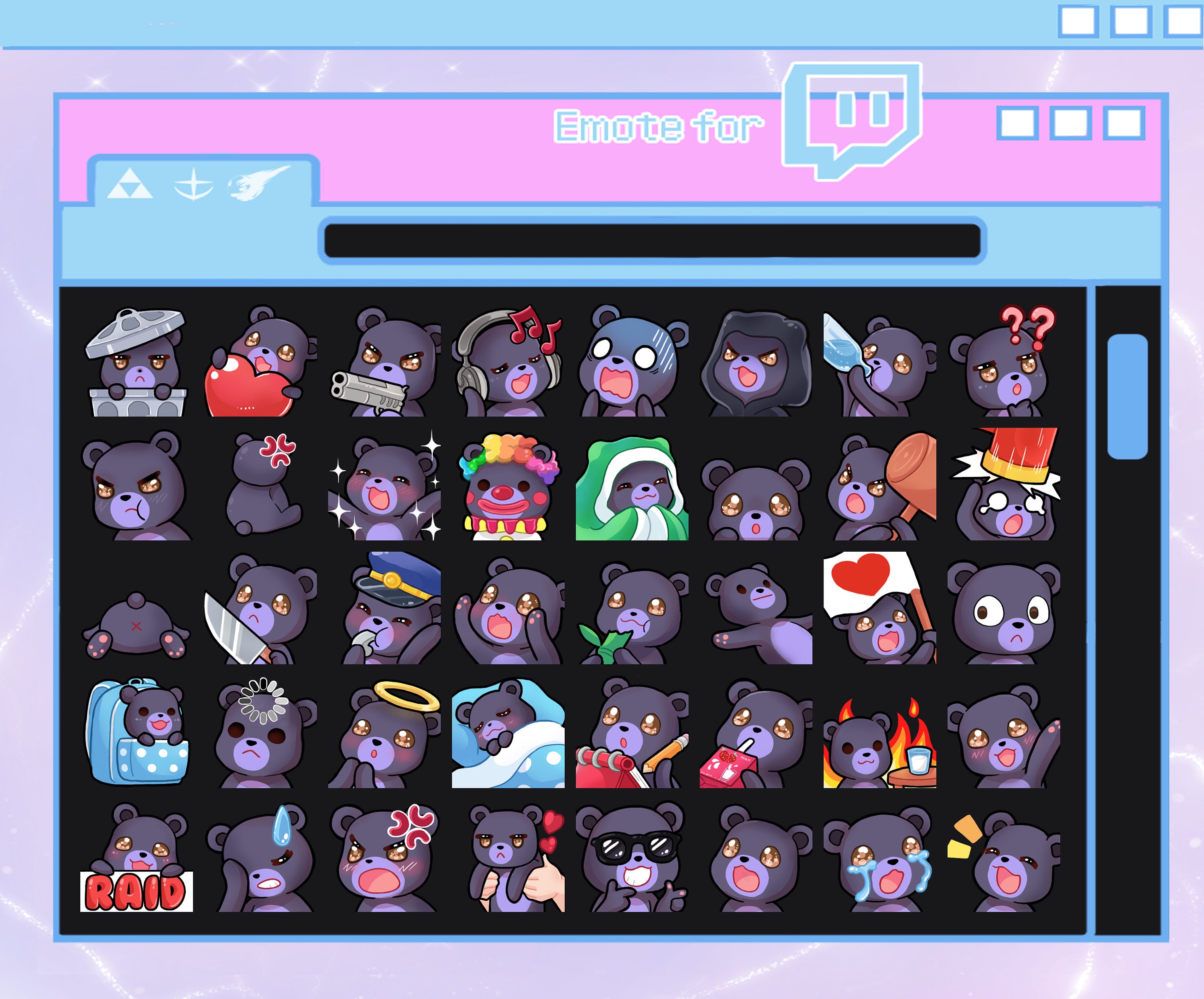 Black Bear Giant Emote Pack for Twitch or Discord - Etsy