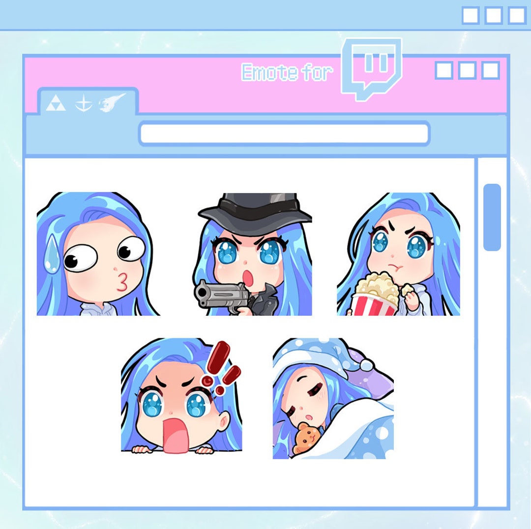 Blue Hair Blue Eyes Emote for Twitch or Discord Pack 3 - Etsy