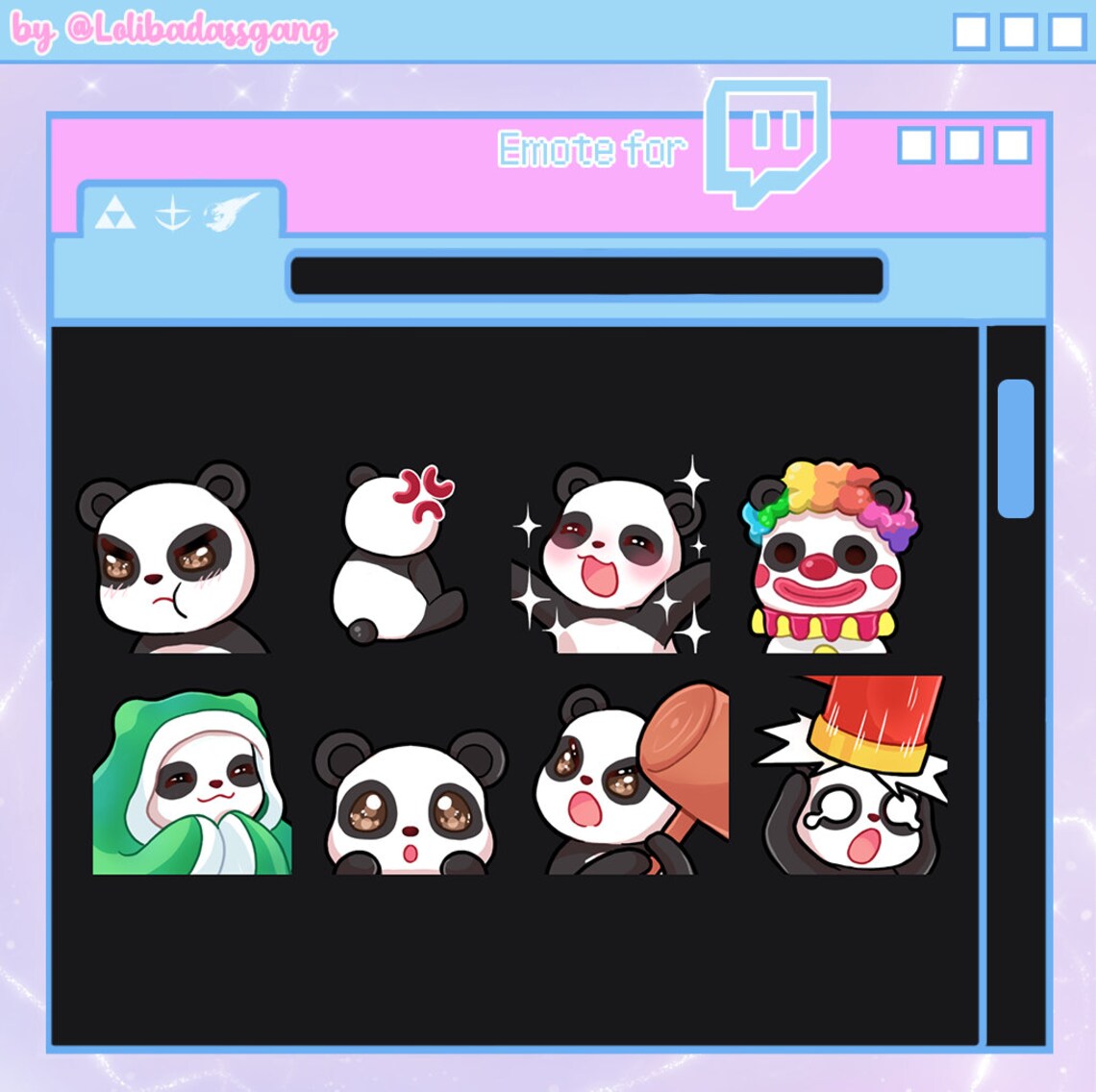 Black Panda Emote for Twitch or Discord Set 2 - Etsy