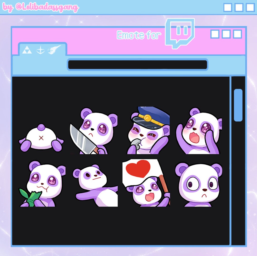Purple Panda Emote for Twitch or Discord Set 3 - Etsy
