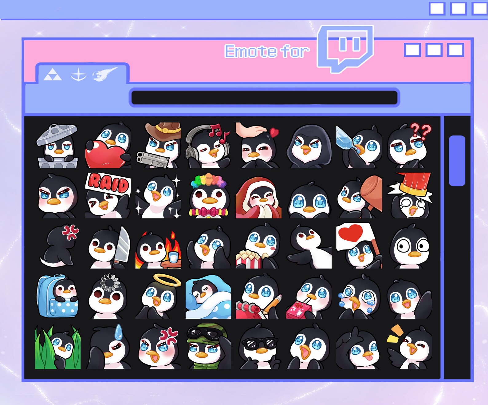 Black Penguin Giant Emote Pack for Twitch or Discord - Etsy