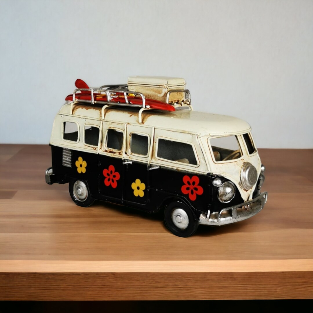 Vintage Metal Caravan Retro Style Miniature Hippie Van Unique Home ...