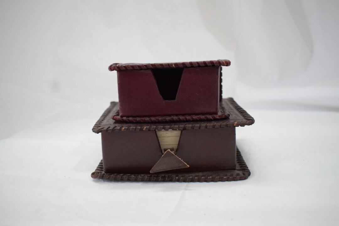 Hand Tooled Leather Memo Box Personalized Memo Leather Box Set of 2 ...