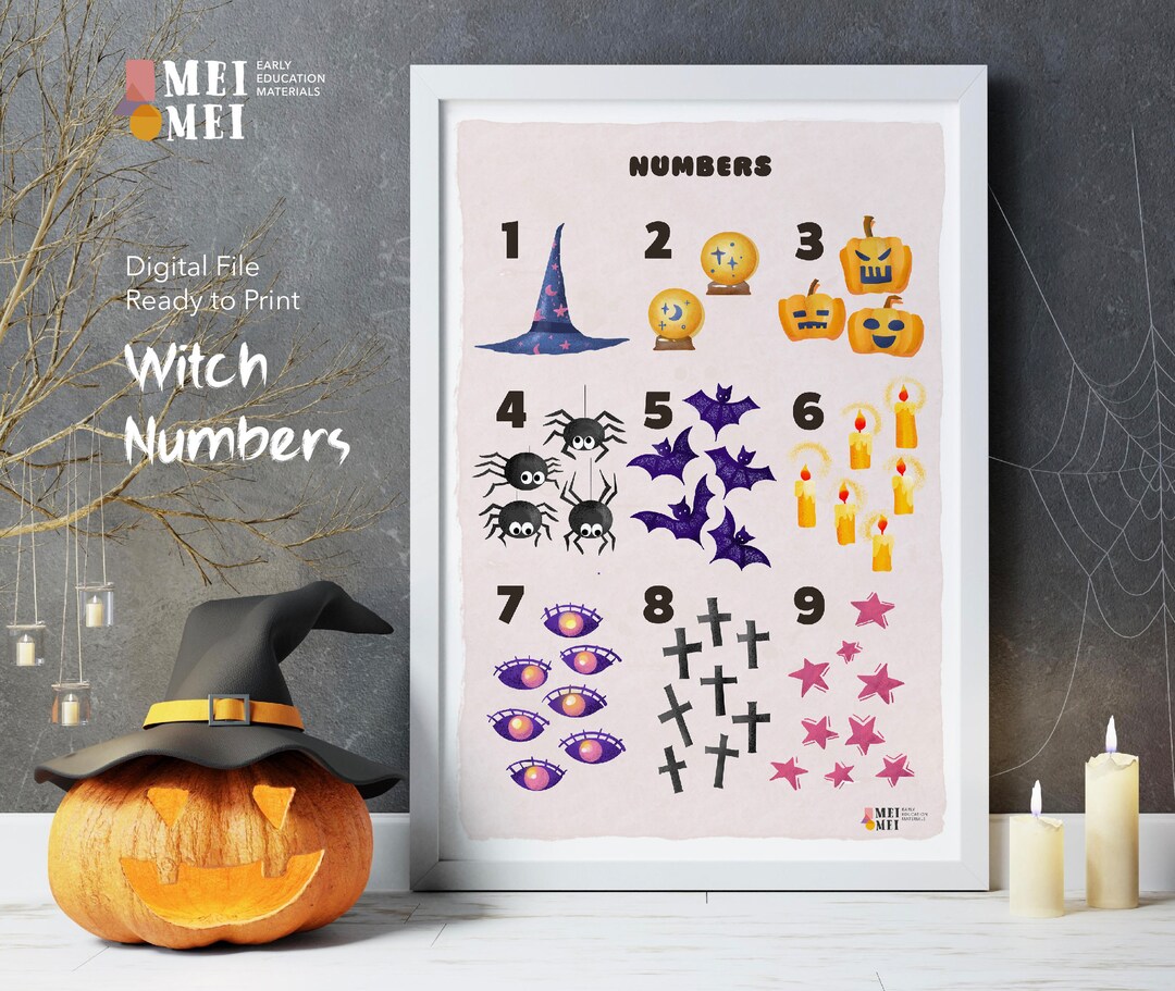 Witch Numbers Cute Halloween Printable, Halloween Prints, Kids ...