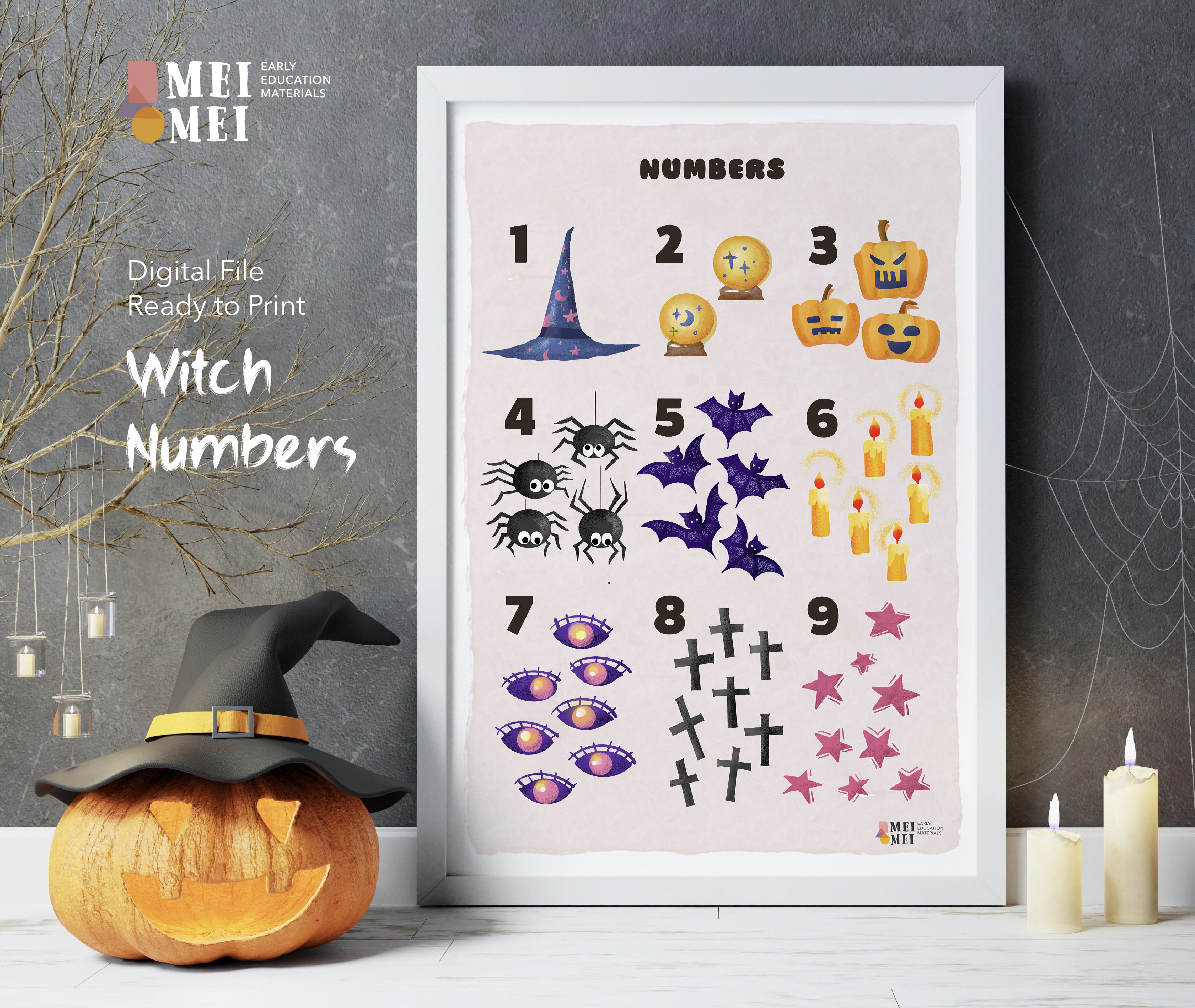 Witch Numbers Cute Halloween Printable, Halloween Prints, Kids ...