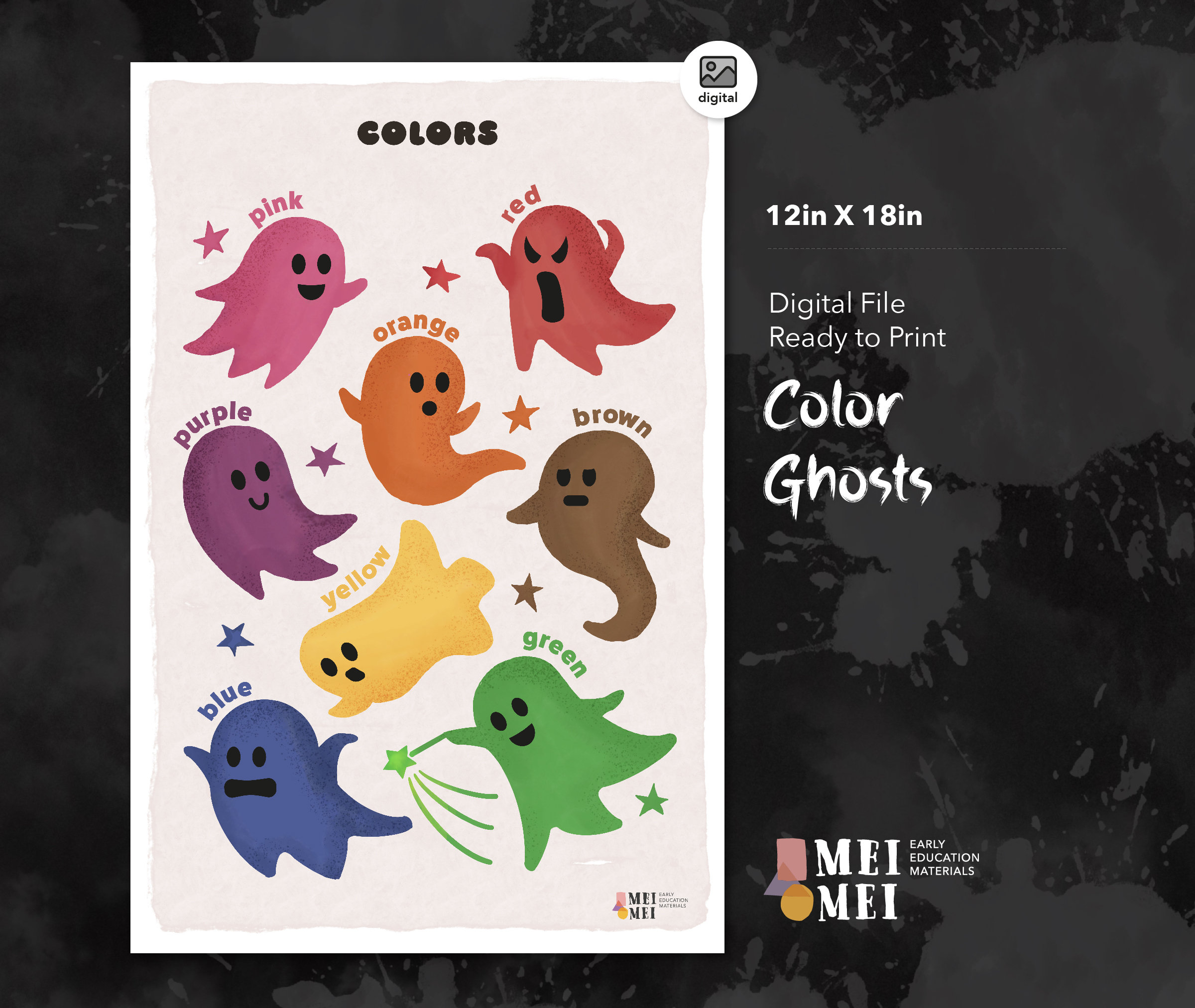Color Ghosts Cute Halloween Printable Halloween Prints - Etsy