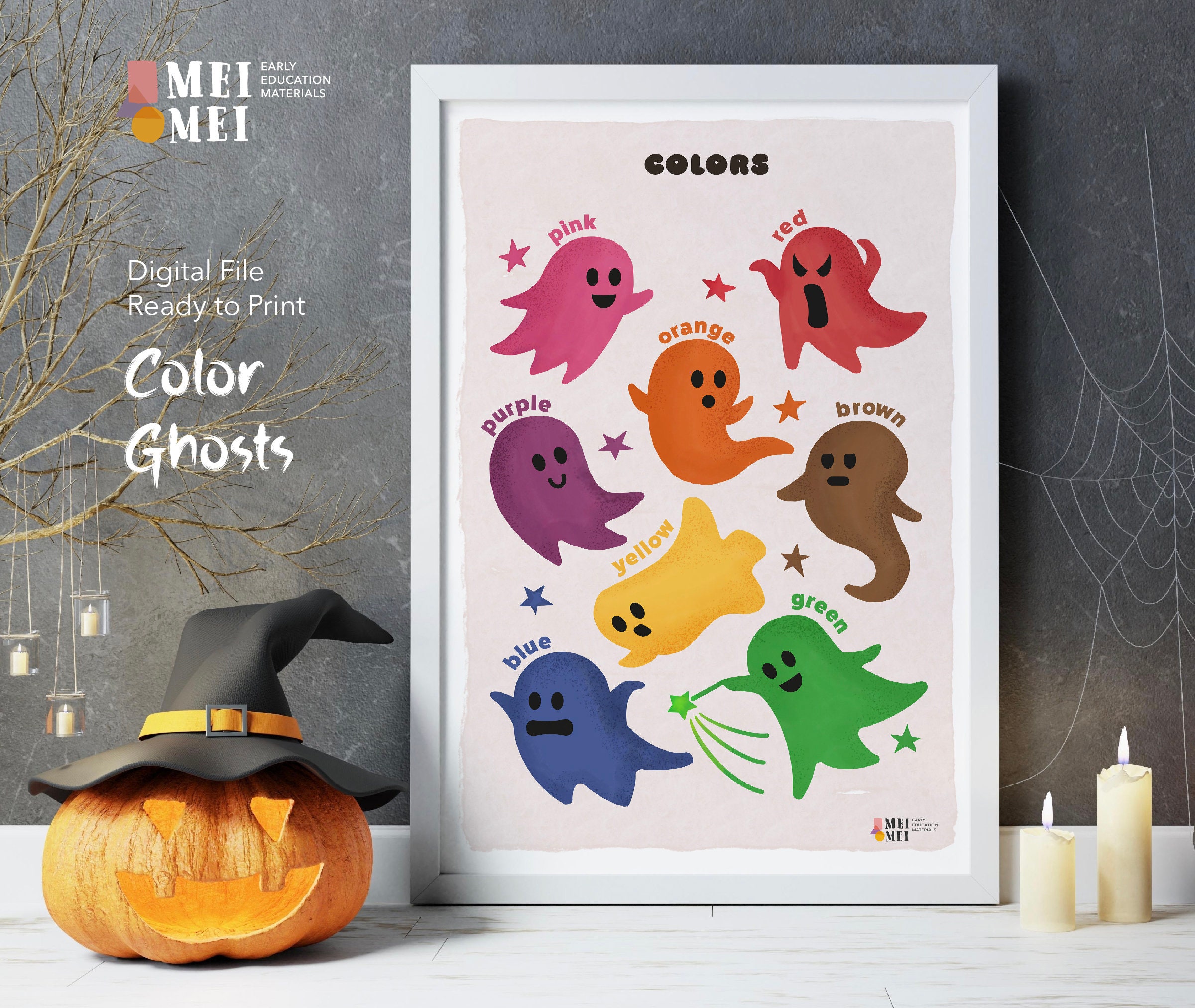 Color Ghosts Cute Halloween Printable Halloween Prints - Etsy