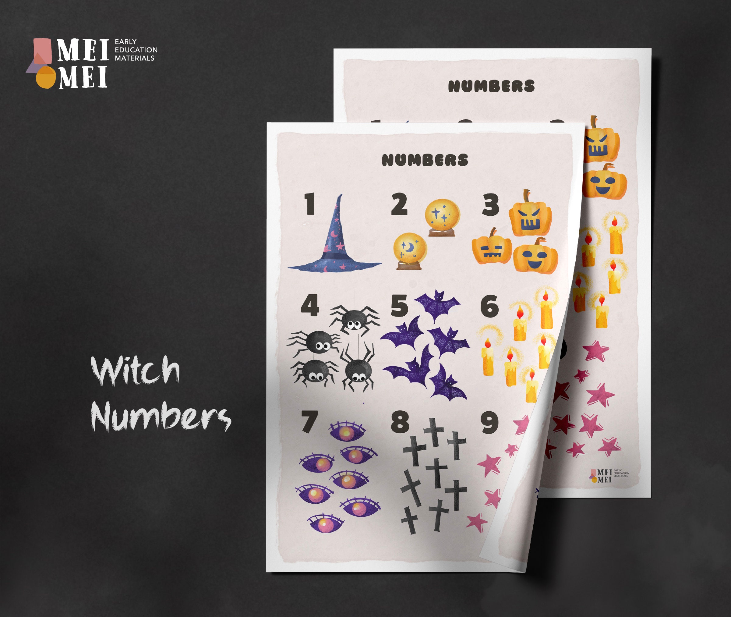 Witch Numbers Cute Halloween Printable Halloween Prints - Etsy
