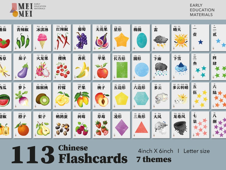 113 Montessori Chinese Flashcards Kids Classroom Homeschool - Etsy