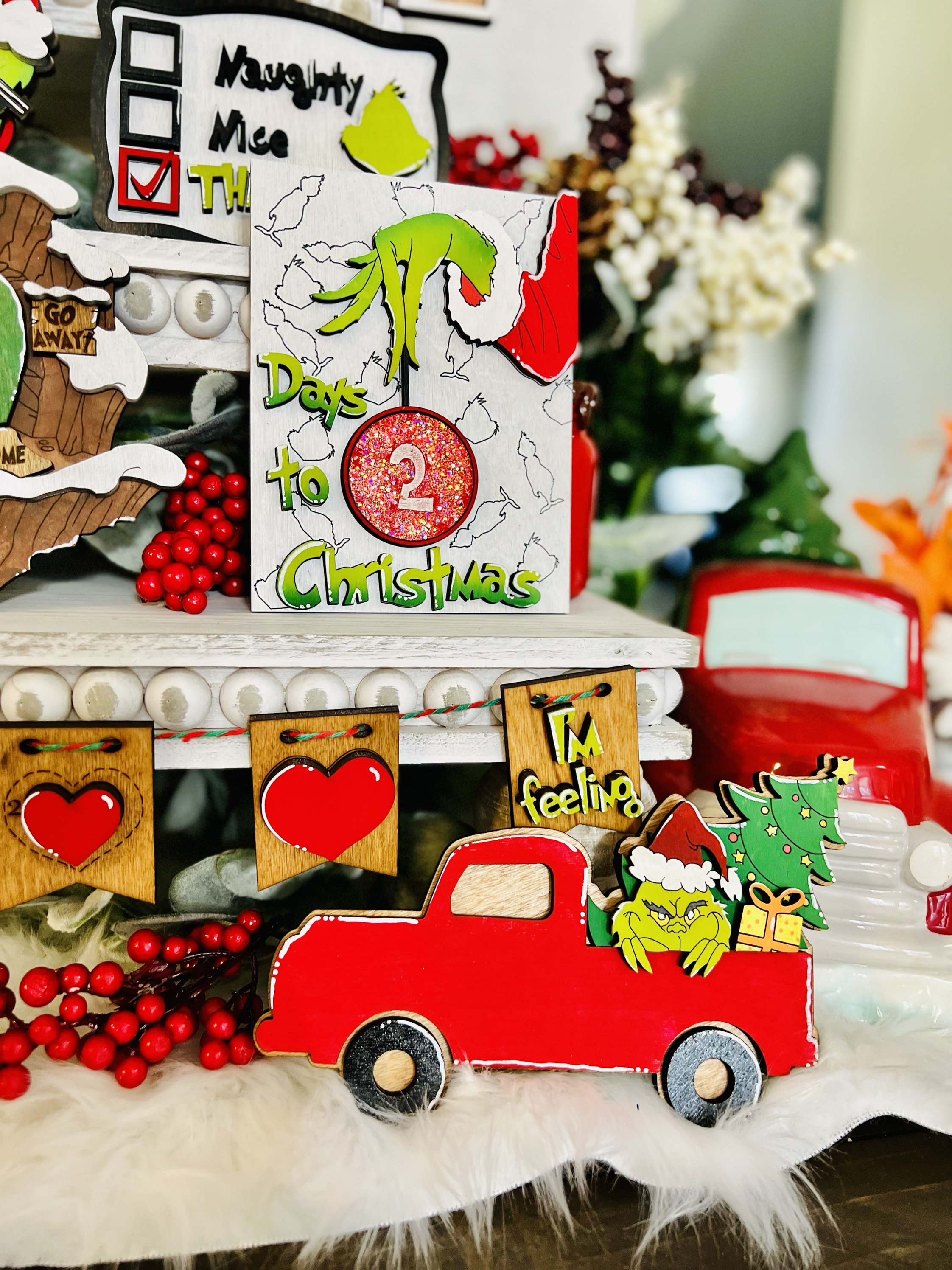 GRINCH Tiered Tray Svgchristmas Svglaser Readyglowforge - Etsy