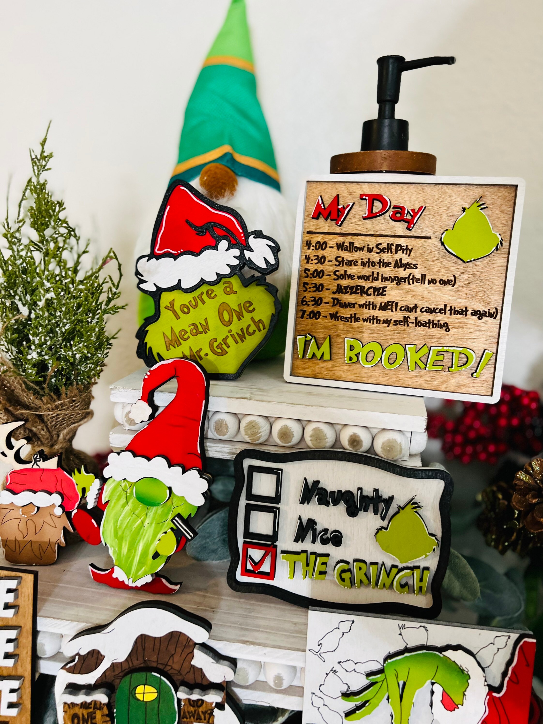 GRINCH Tiered Tray Svgchristmas Svglaser Readyglowforge - Etsy