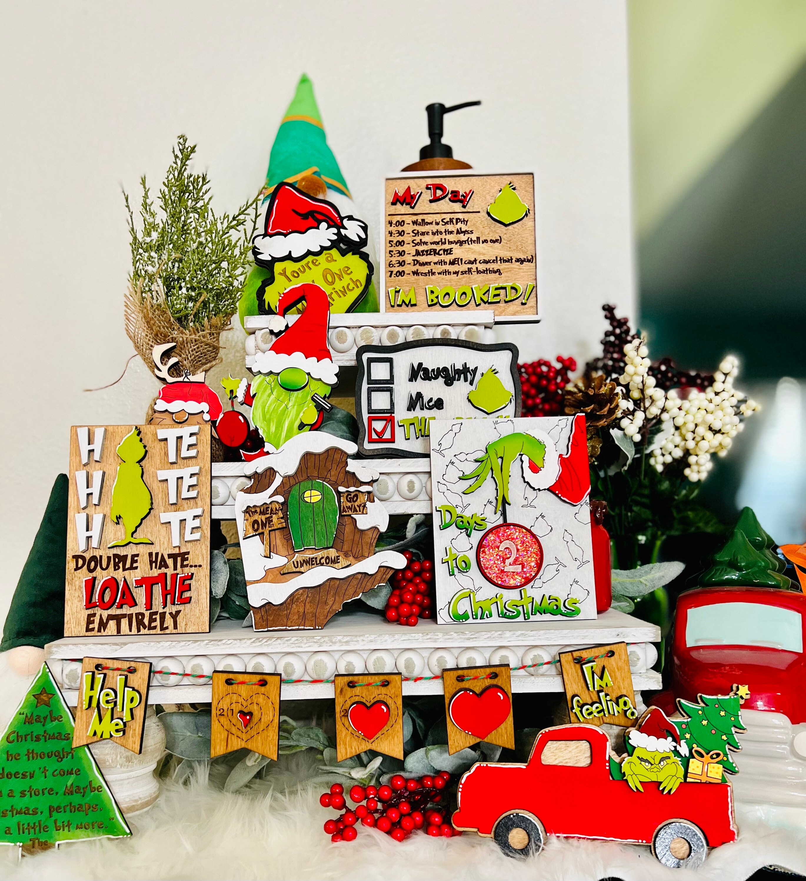 GRINCH Tiered Tray Svgchristmas Svglaser Readyglowforge - Etsy