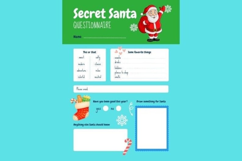 PRINTABLE Santa Questionnaire - Etsy