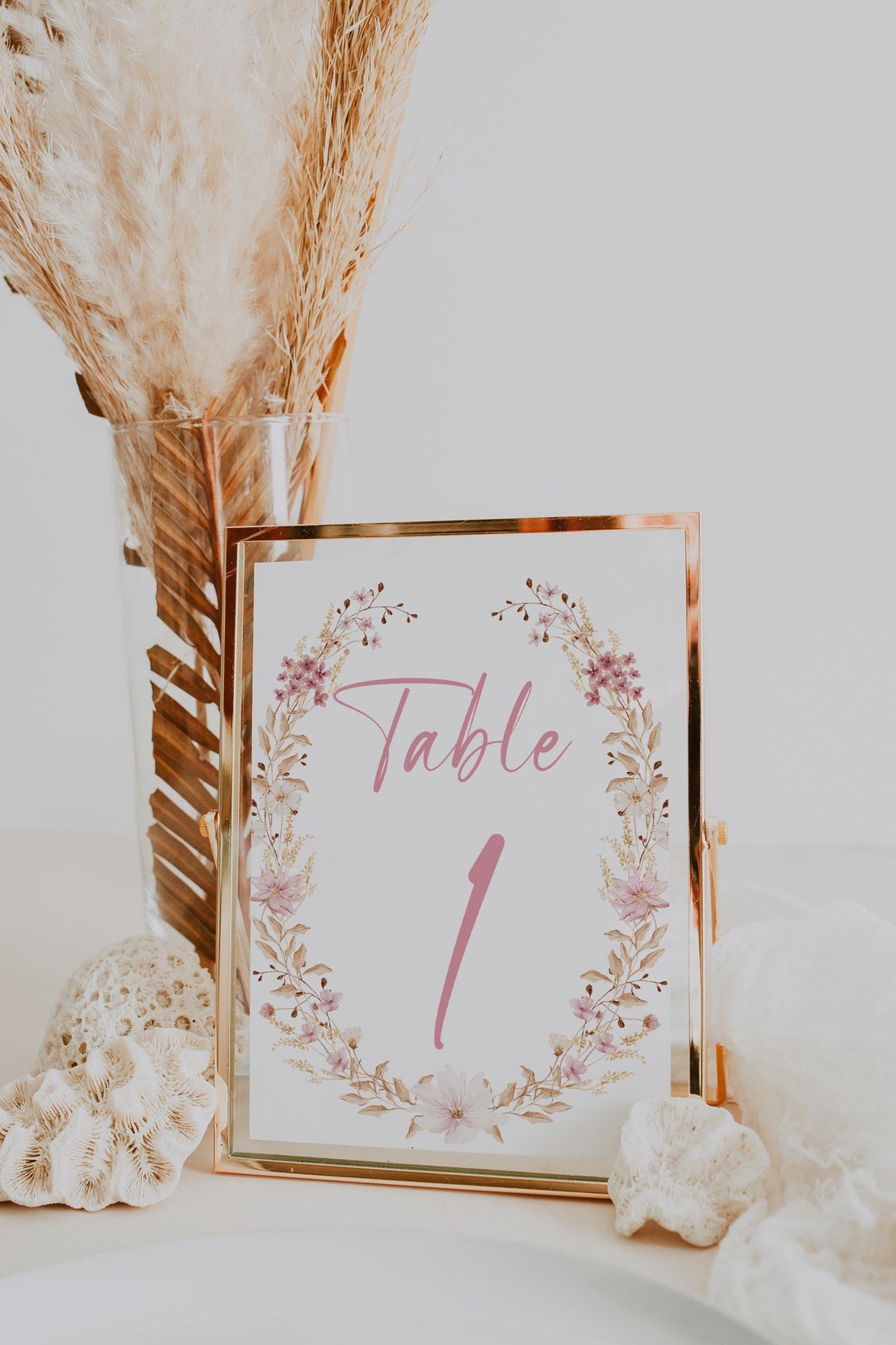 Pink Wildflower Bridal Shower Table Number ,bridal Shower Table Number ...