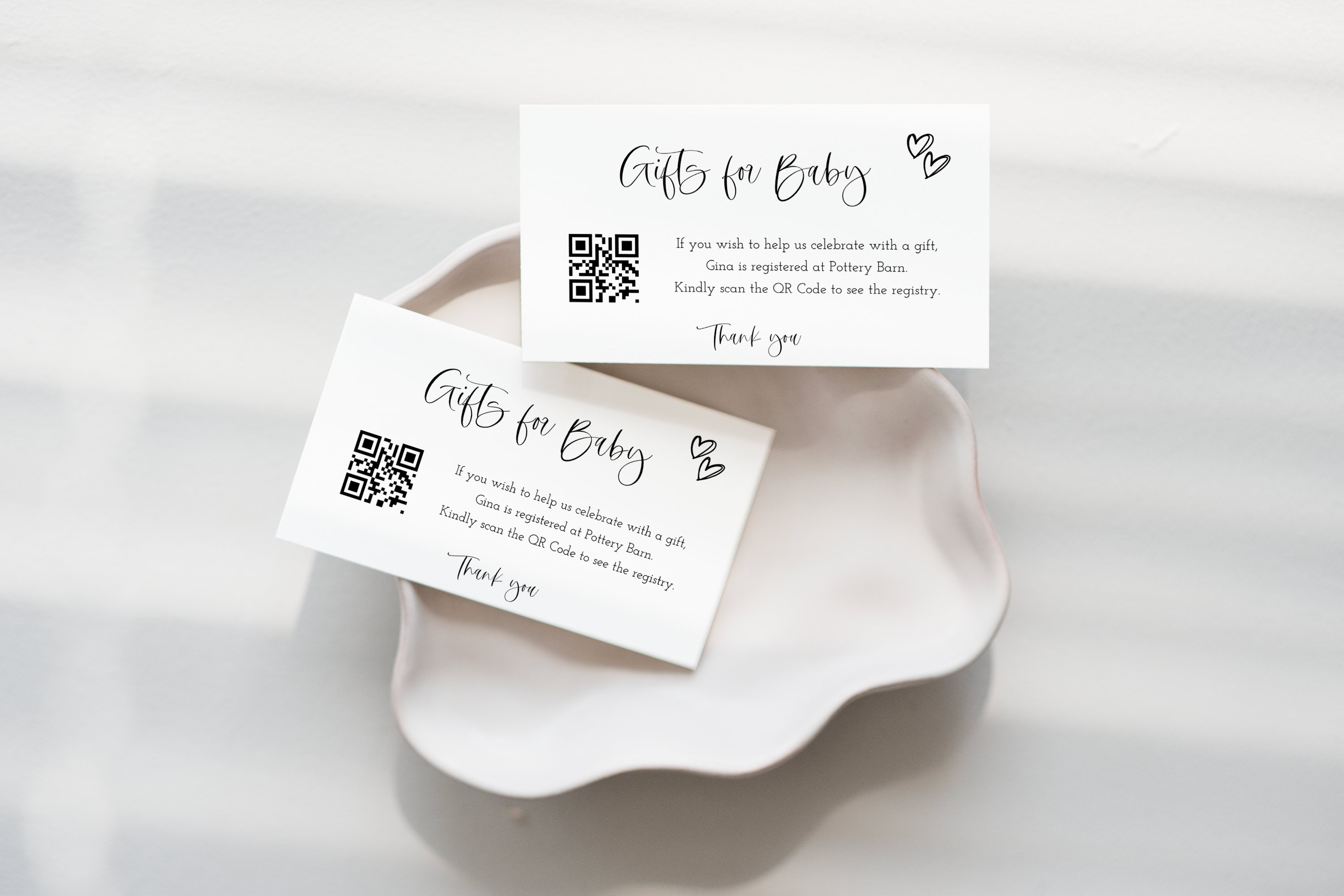 Modern Minimalist 3.5x2 Baby Shower QR Code Gift Registry Card , QR ...