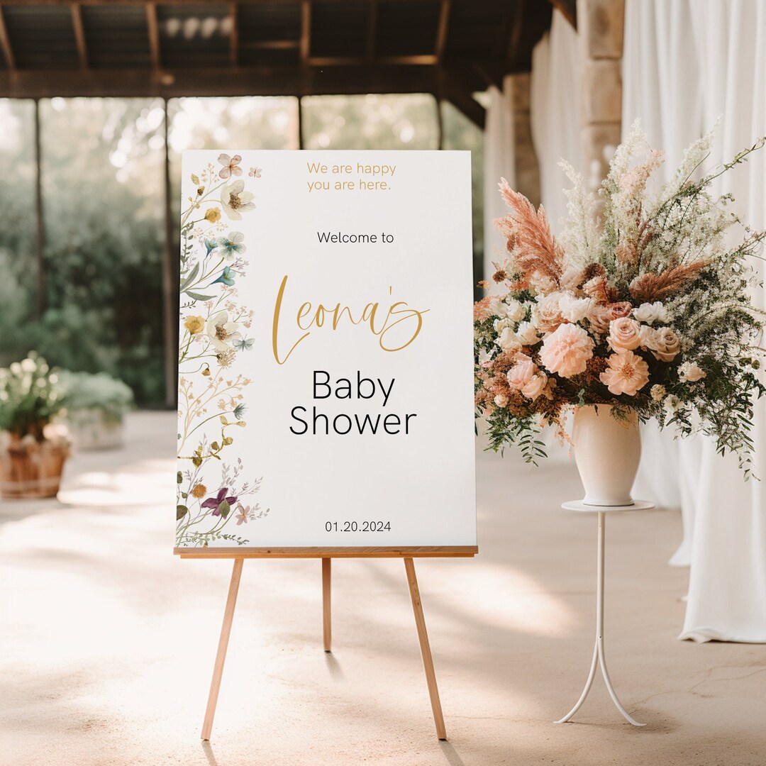 Wildflower Welcome Sign ,baby Shower Welcome Sign, Baby Shower Editable ...
