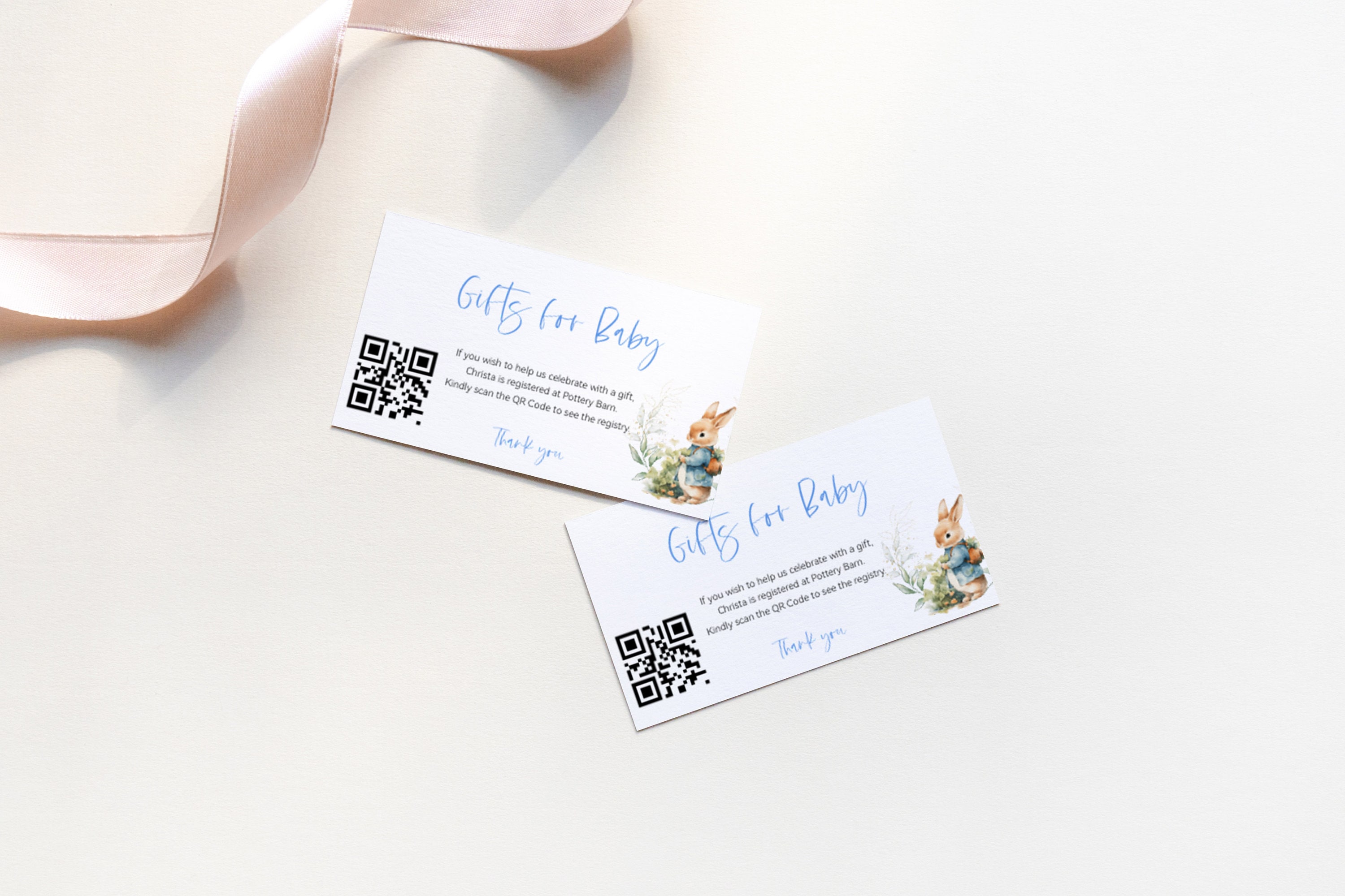 Cute Bunny Baby Shower QR Code Gift Registry Card , QR Code Gift ...