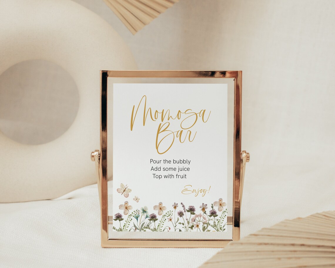 Wildflower Baby Shower Mimosa Bar Sign + Juice Tags ,baby Shower Mimosa ...