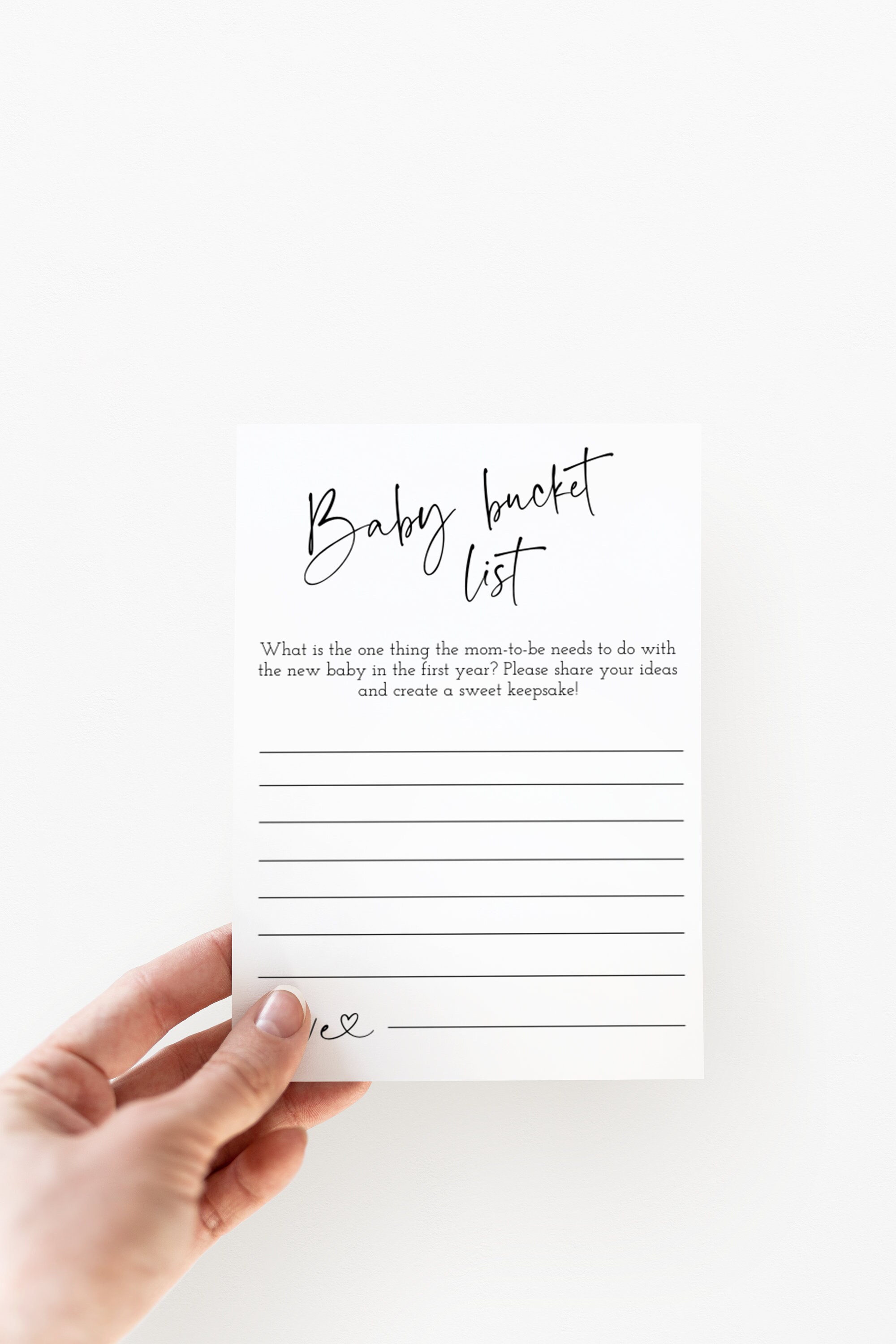 Modern Minimalist Baby Shower Baby Bucket List Game Card , Editable ...