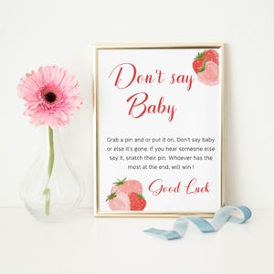 Berry Sweet Baby Shower Don't Say Baby Sign ,baby Shower Don't Say Baby ...