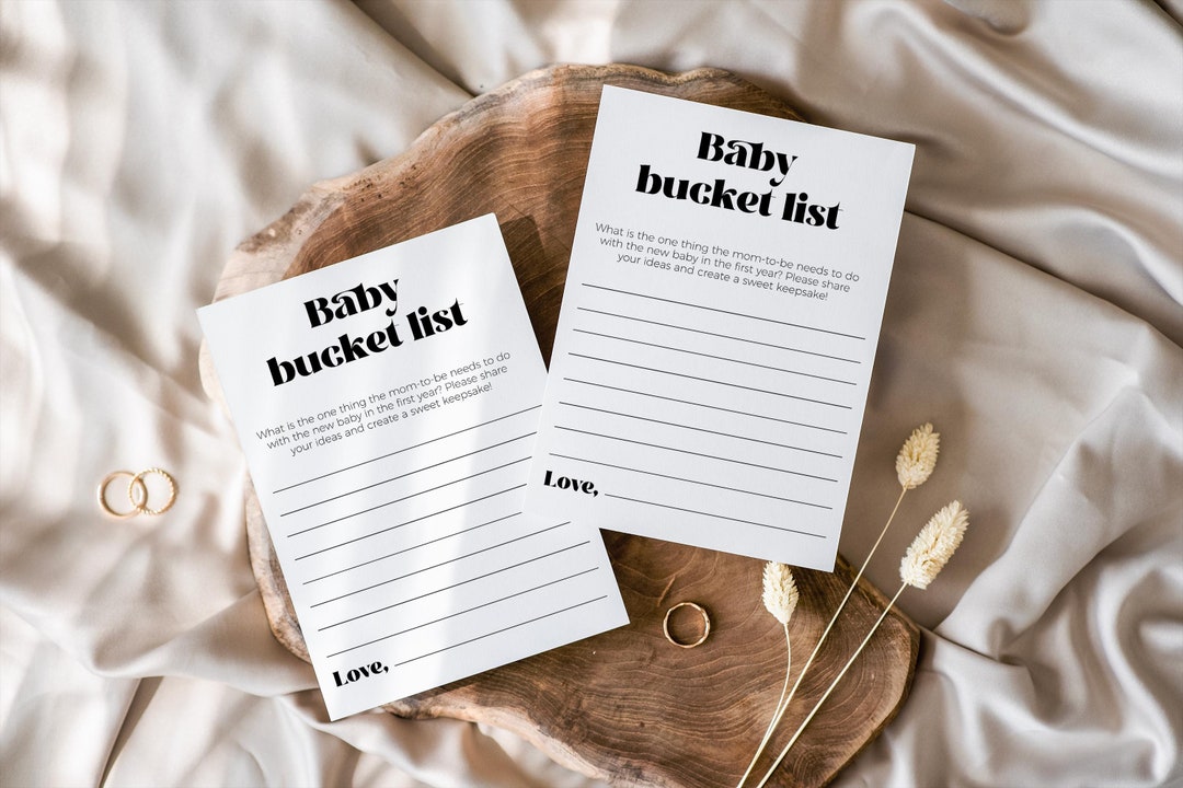Retro Black Baby Shower Games Baby Bucket List Game Card , Editable ...