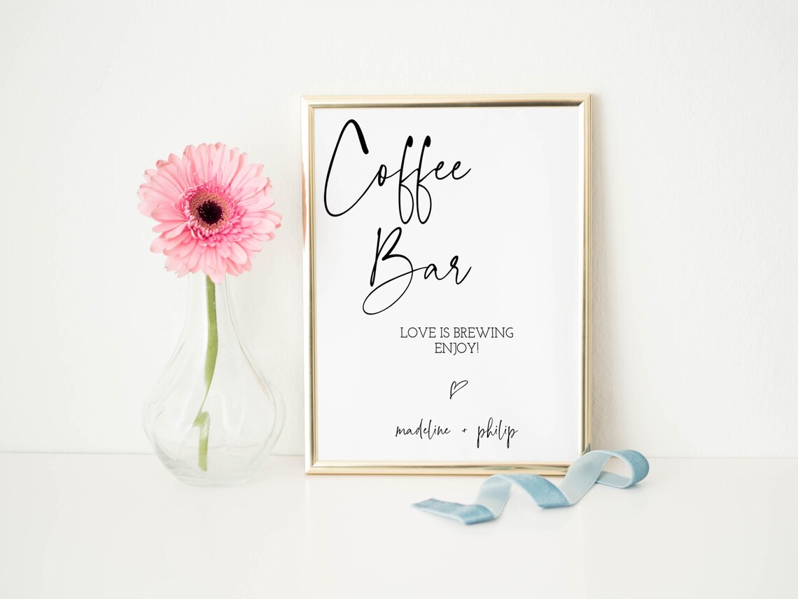 Modern Minimalist Wedding Coffee Bar Sign , Editable Modern Minimalist ...