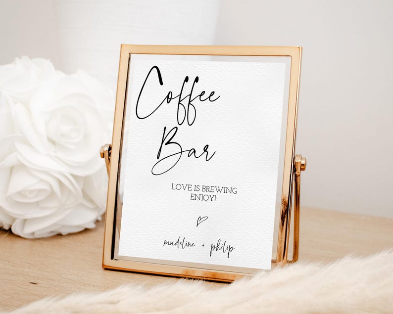 Modern Minimalist Wedding Coffee Bar Sign , Editable Modern Minimalist ...