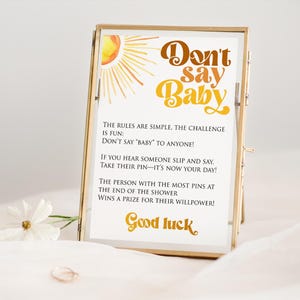 Here Comes the Son Baby Shower Don't Say Baby Sign ,baby Shower Don't ...