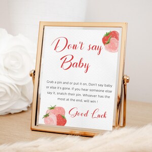 Berry Sweet Baby Shower Don't Say Baby Sign ,baby Shower Don't Say Baby ...