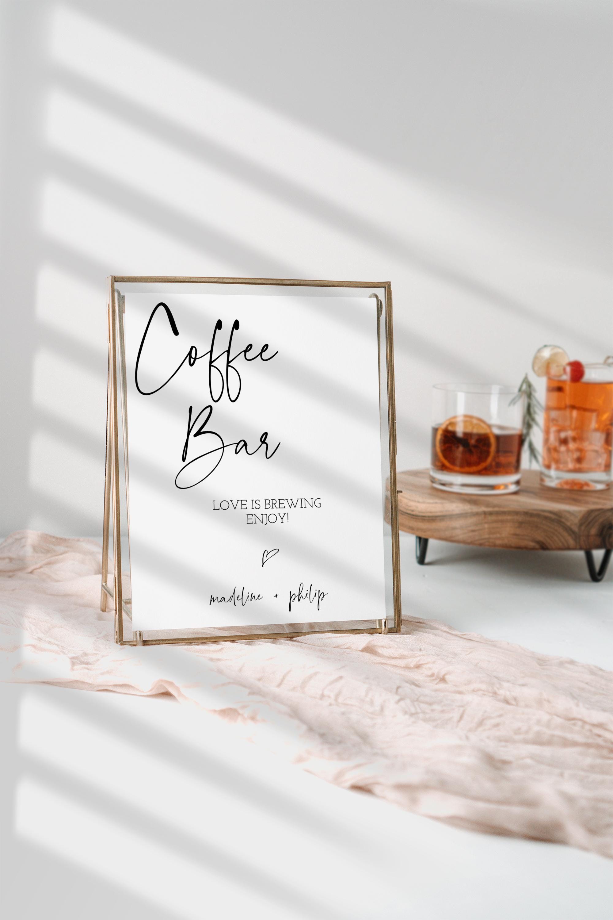 Modern Minimalist Wedding Coffee Bar Sign , Editable Modern Minimalist ...