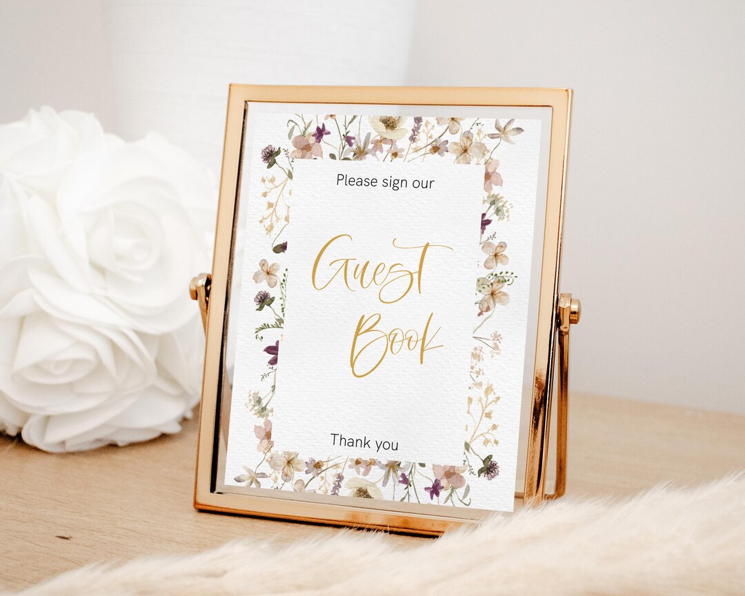Wildflower Baby Shower Guest Book Sign ,baby Shower Guest Book Sign ...