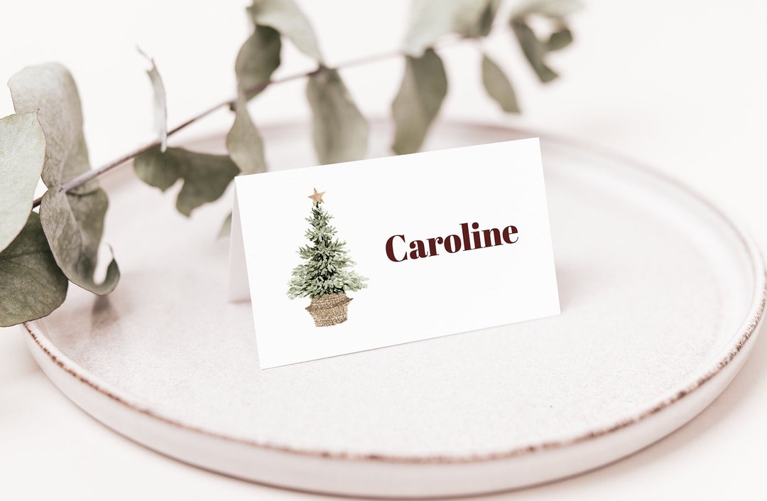 Rustic Christmas Editable Name Card, Instant Download, Modern Christmas ...