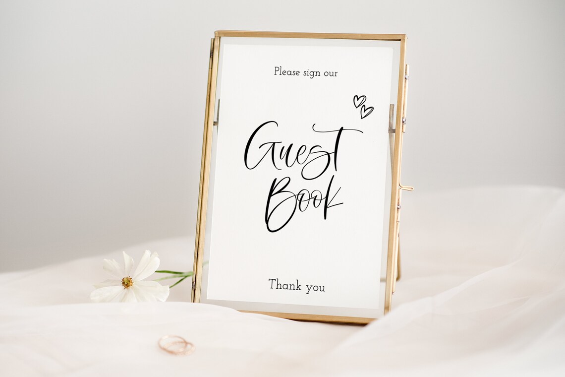 Modern Calligraphy Baby Shower Guest Book Sign ,baby Shower Guest Book ...