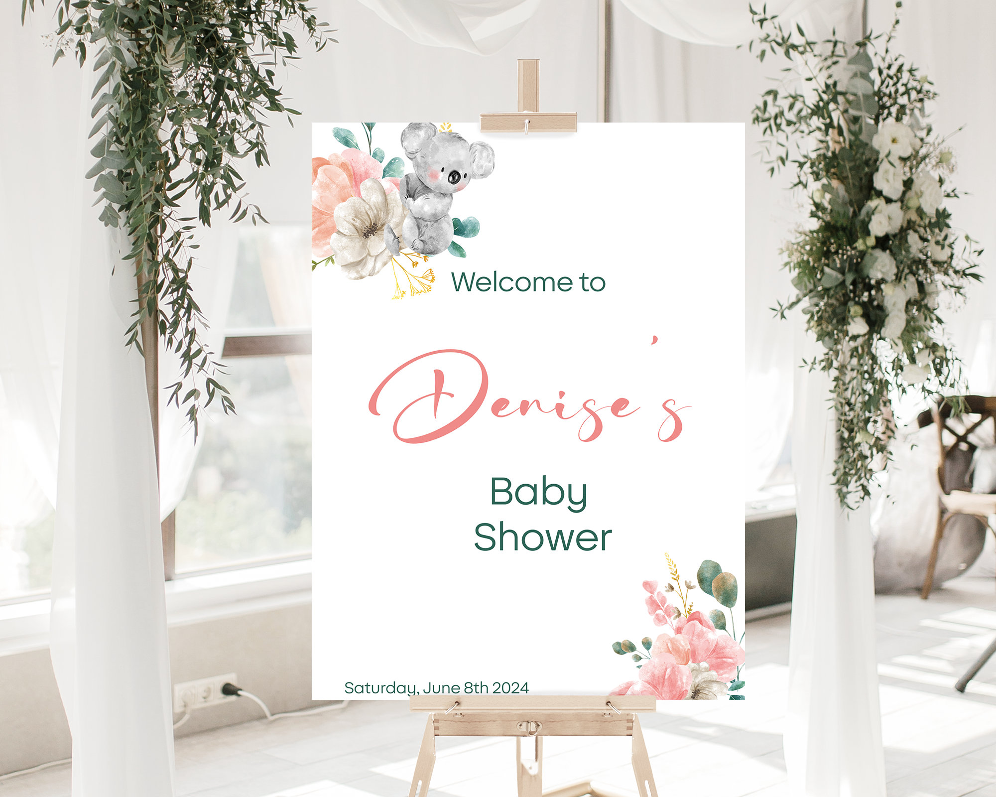 Koala Welcome Sign ,baby Shower Welcome Sign, Baby Shower Editable ...