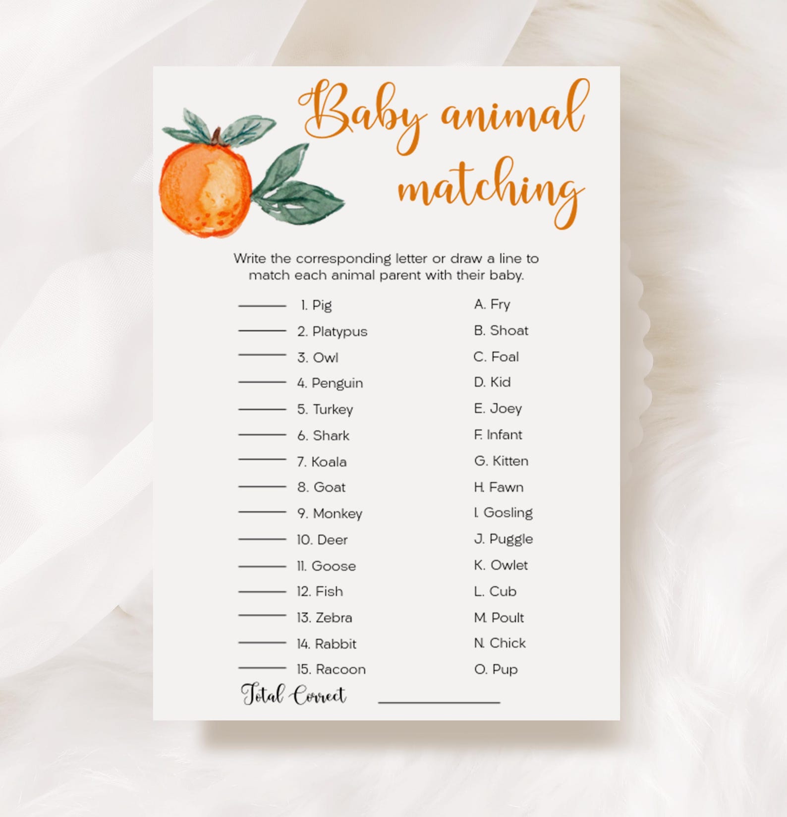 Little Cutie Baby Shower Games Baby Animal Matching Game Card ...