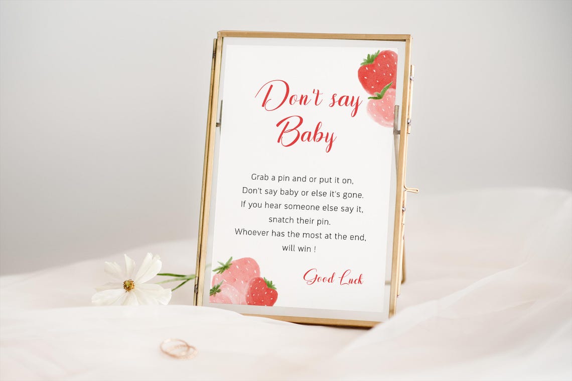 Berry Sweet Baby Shower Don't Say Baby Sign ,baby Shower Don't Say Baby ...