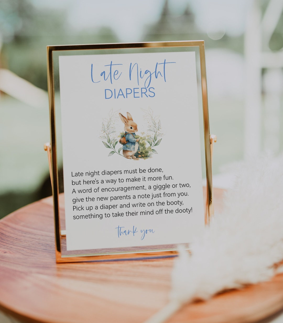 Cute Bunny Baby Shower Late Night Diapers Sign , Late Night Diapers ...